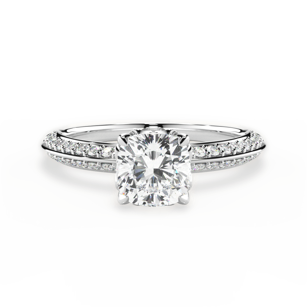 The Yareli Cushion Cut 18kt White Gold Knife-Edge Diamond Band ...