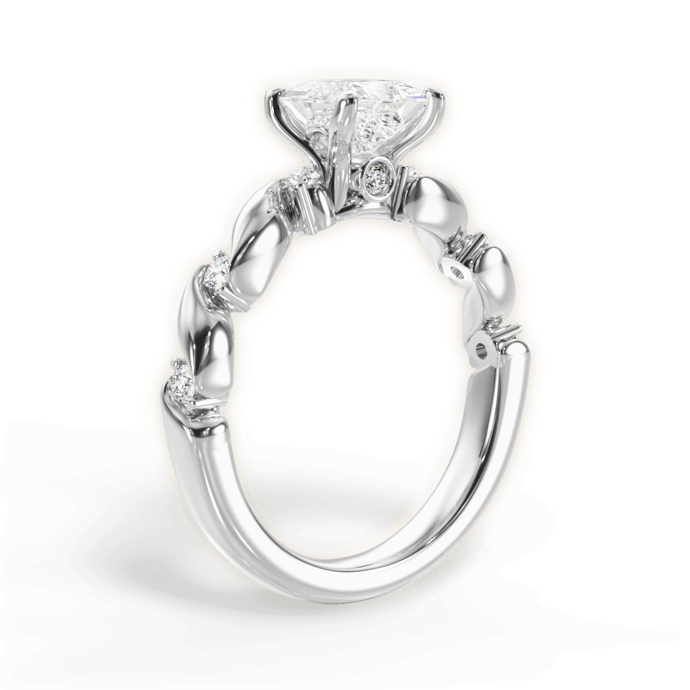 The Zariah Princess Shaped Platinum Coil Twist Diamond Engagement Ring ...
