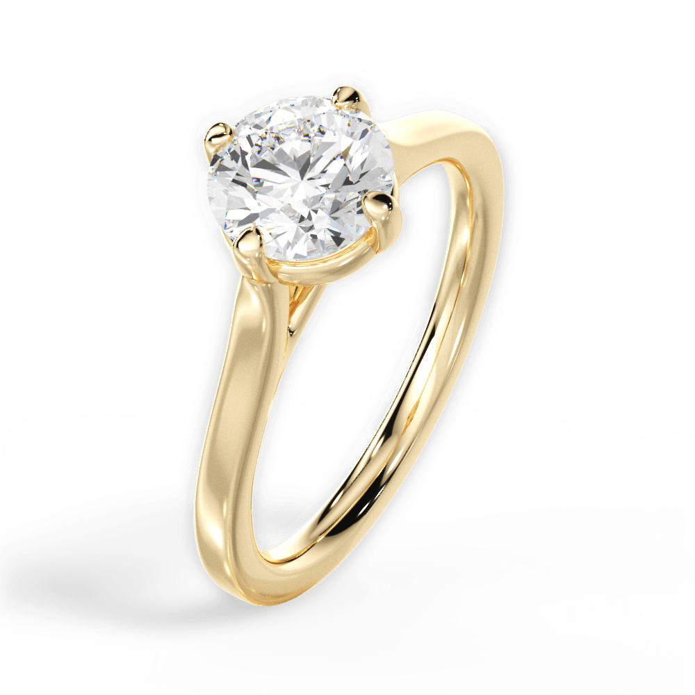 The Kat Round Cut 18kt Yellow Gold Kite-Set Solitaire Engagement Ring ...