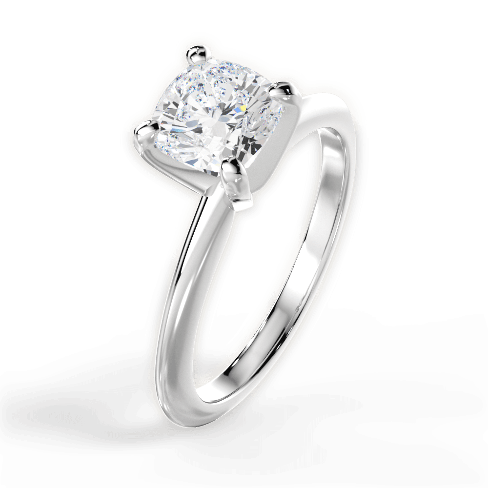 The Milena Cushion Cut 14kt White Gold Solitaire Knife-Edge Engagement ...