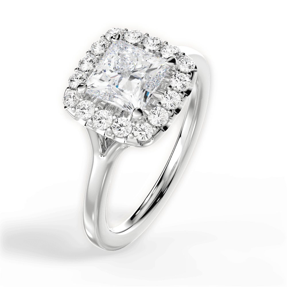 Celia Halo 14kt White Gold Princess Cut Engagement Ring | Ritani