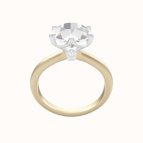 Beveled Solitaire With Crown Six Prong w. accent Natural Diamond Head ...