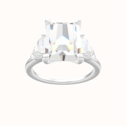 Cathedral Band Trapezoid & Round Sidestones With Four Prong Head 18kt ...