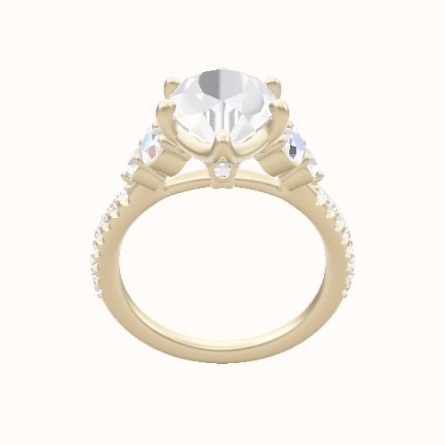 Cathedral Band with Trapezoid Sidestones With Crown Six Prong w. accent ...