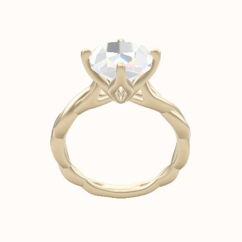 Cobra solitaire Twist With Petal Compass Prong Head 18kt Yellow Gold ...