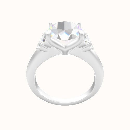 Cathedral Band with Round Sidestone Trio With Petal Four Prong Head ...