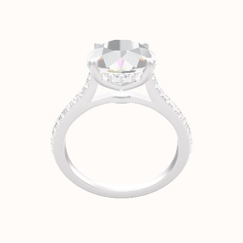 Pave Cathedral Engagement Ring With Low Set Pave Hidden Halo Head | Ritani