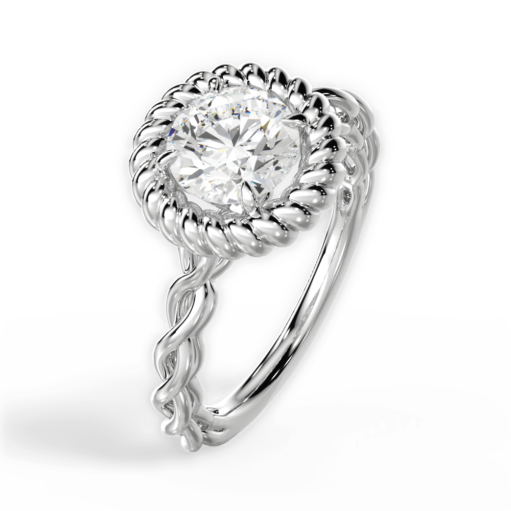 Round Cut 14kt White Gold Twisted Metal Halo Engagement Ring | Ritani