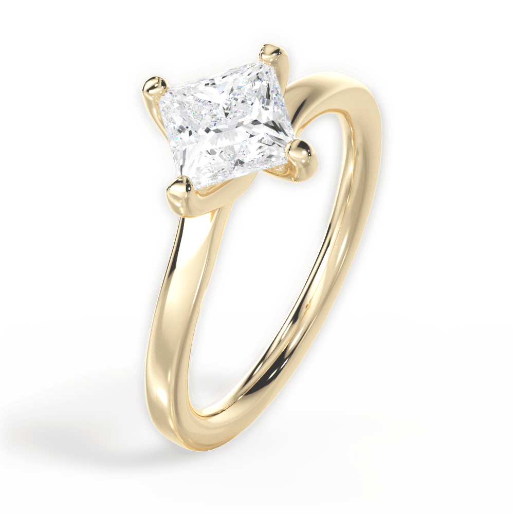 The Evelyn Princess Shaped 18kt Yellow Gold Solitaire Kite Set Swirl ...