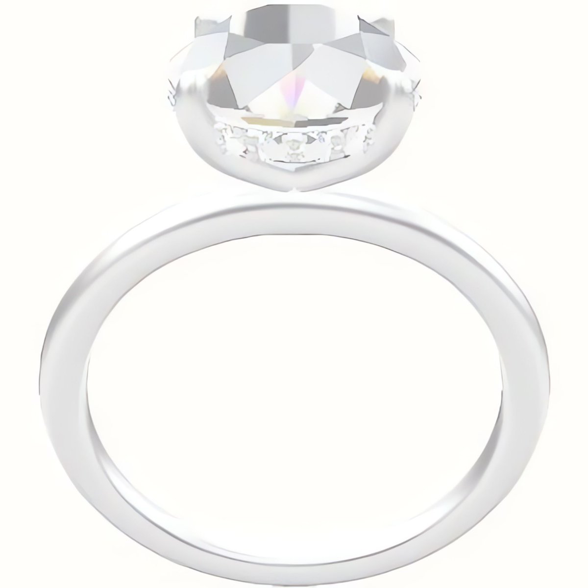 Classic Solitaire Engagement Ring With Low Set Pave Hidden Halo Head ...