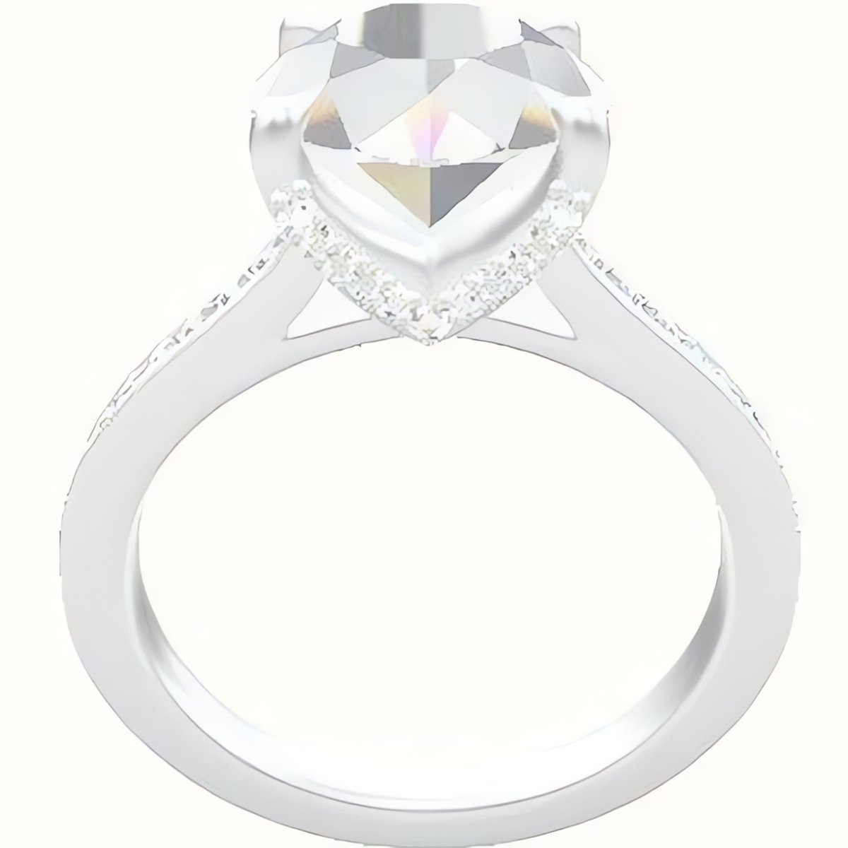 Tapered Channel Set With Pave V Prong Head Platinum | Ritani