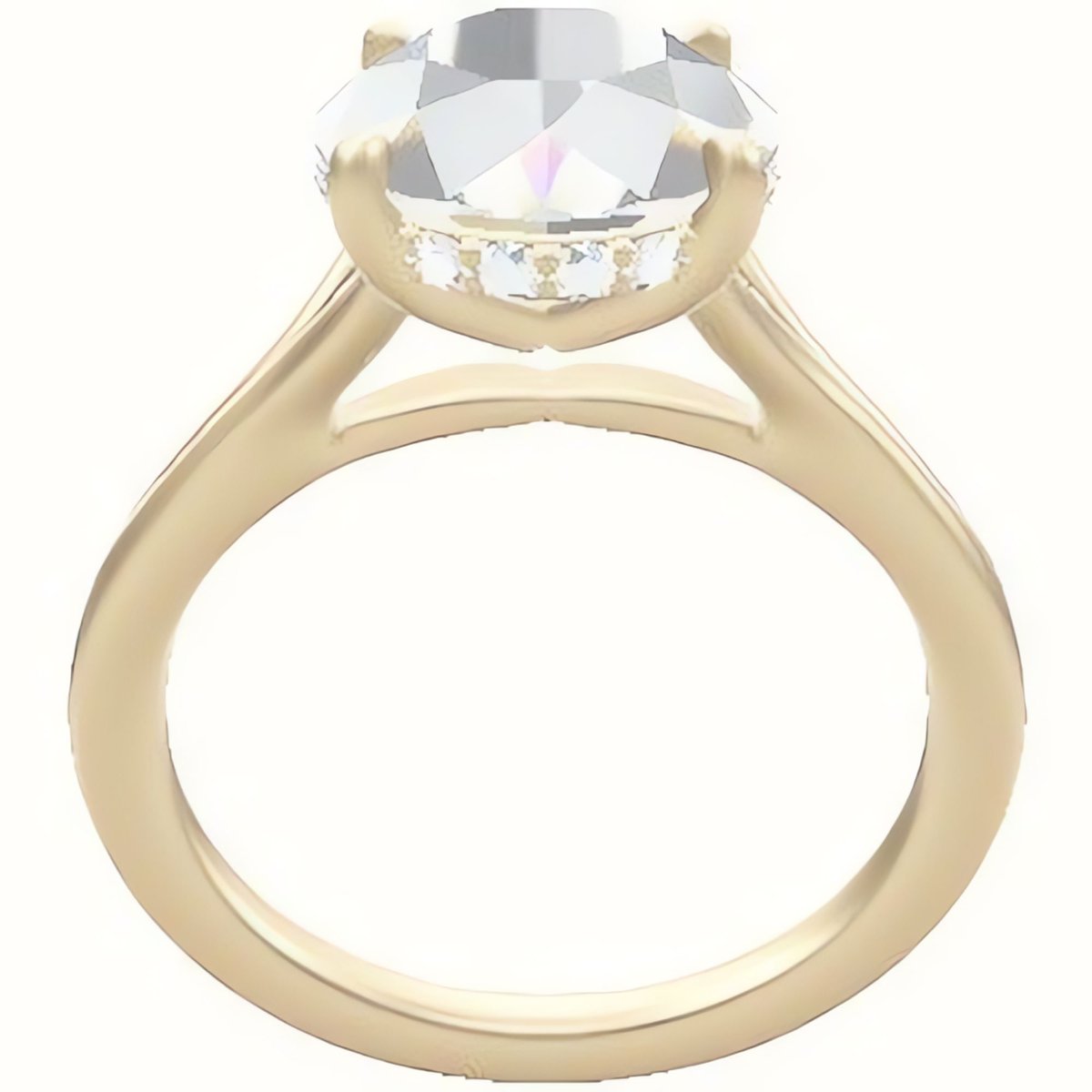 Split Cathedral Engagement Ring With Low Set Pave Hidden Halo Head | Ritani