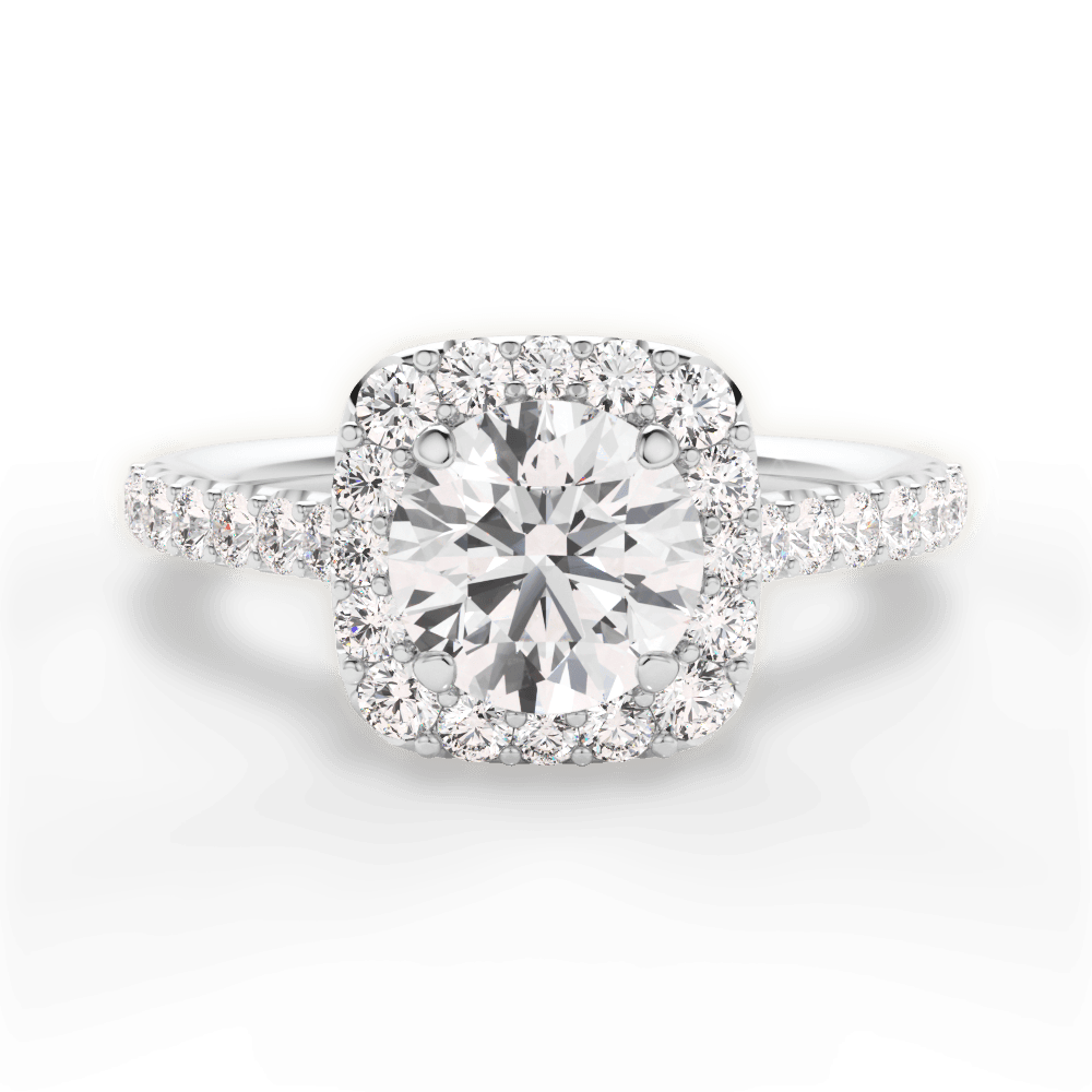 The Aria Round Cut 18kt White Gold Halo Diamond Engagement Ring | Ritani