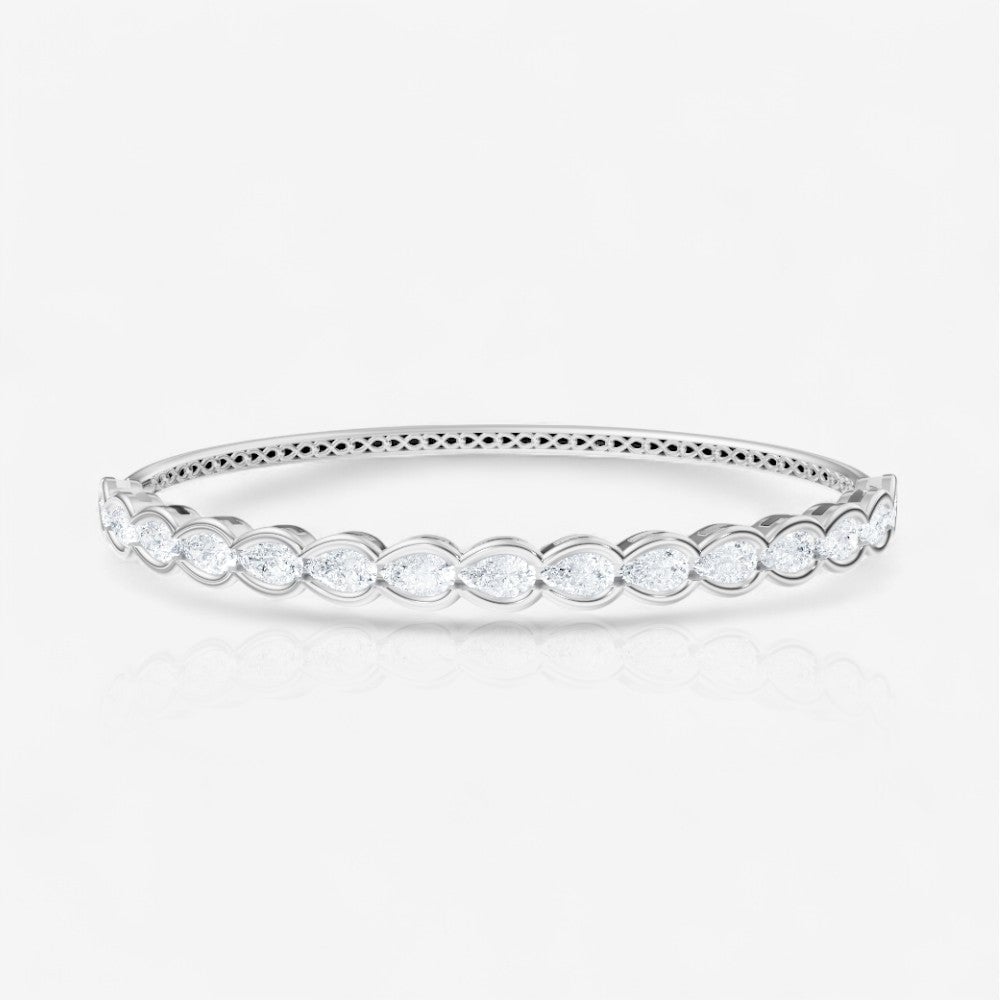 Half Bezel Pear Cut Natural Diamond Bangle Bracelet Platinum | Ritani