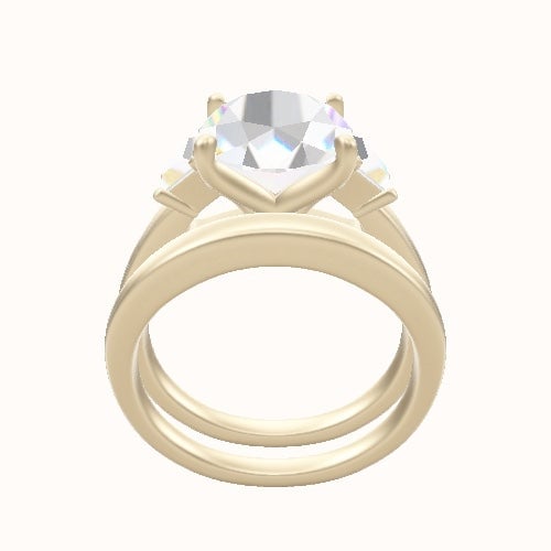 Cathedral Band with Trapezoid Sidestones With Petal Four Prong Head and ...