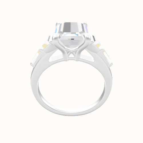 Cathedral Band with Trapezoid & Tapered Baguette Sidestones With X ...