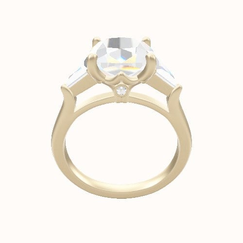 Cathedral Band with Trillion Sidestones With Crown Four Prong w ...