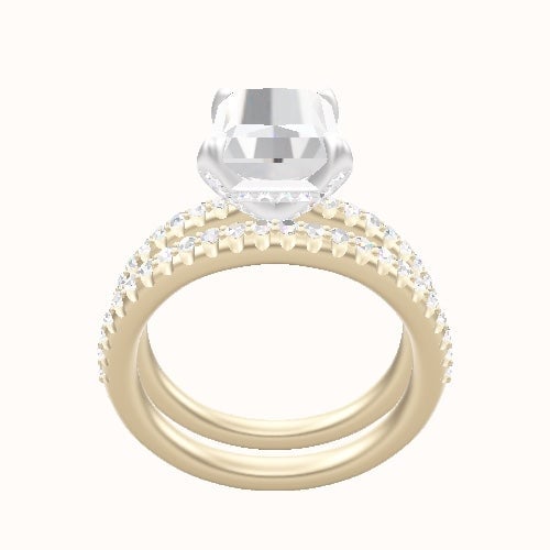 Half Pave With Pave Basket Head and Matching Band 18kt Yellow Gold | Ritani