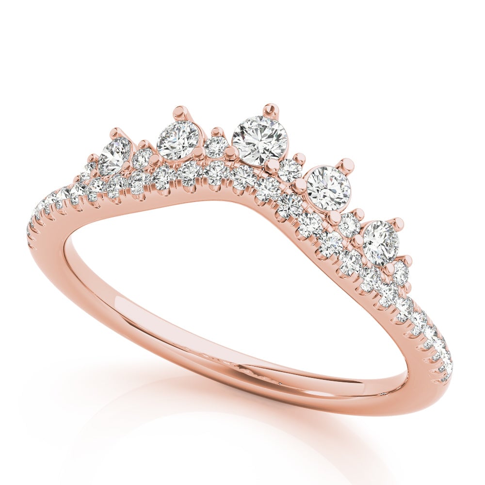 Women's 0.38 CTW Chevron Crown Lab Grown Diamond Wedding Ring 18kt Rose ...