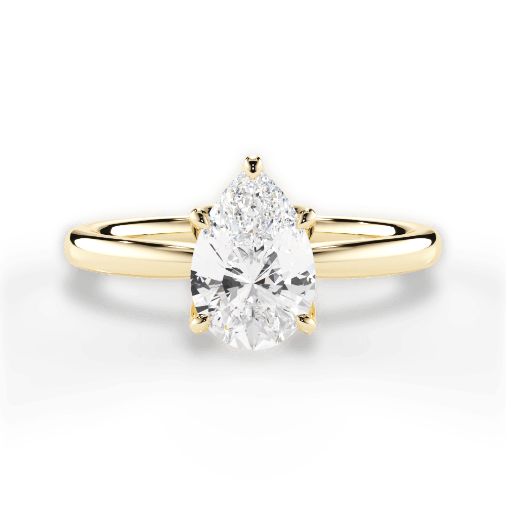 The Nivea Pear Cut 18kt Yellow Gold Petal Solitaire Engagement Ring ...