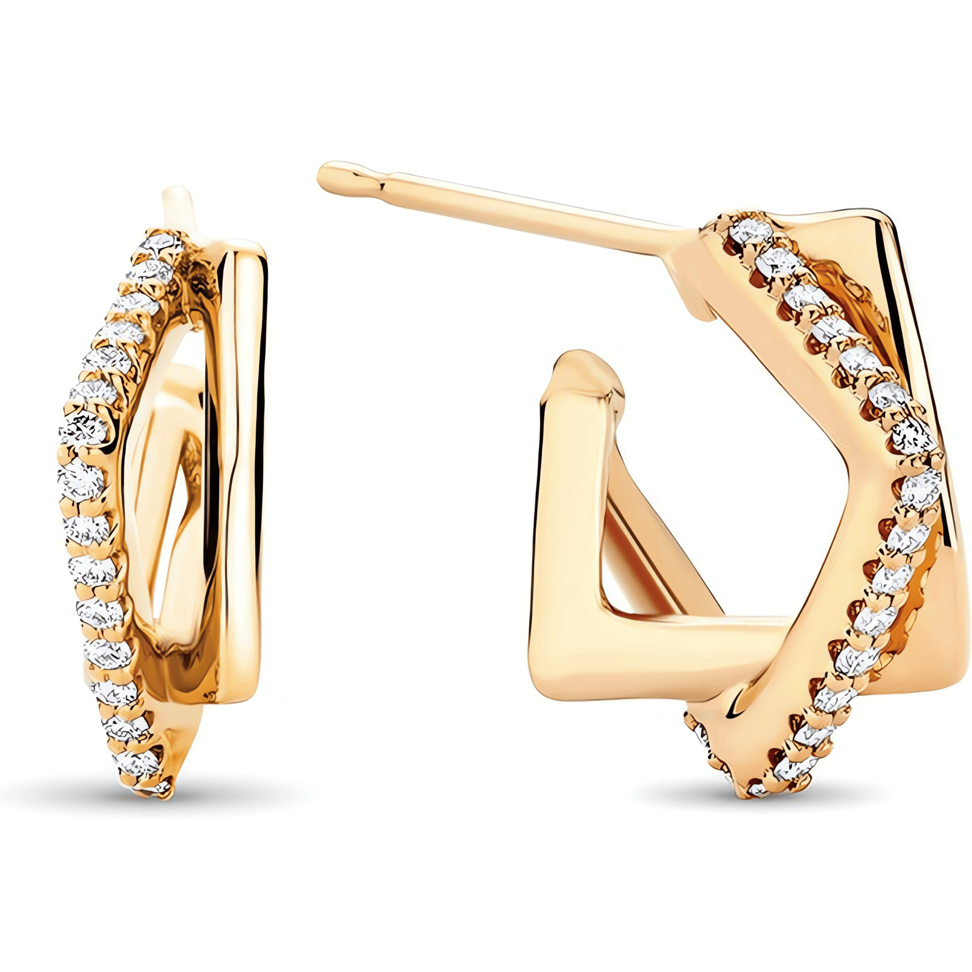 14kt Gold 0.18 CTW Diamond Interlocking Square Hoops Yellow Gold | Ritani