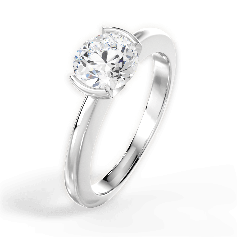 The Jaclyn Round Cut 14kt White Gold Solitaire Semi-Bezel-Set ...