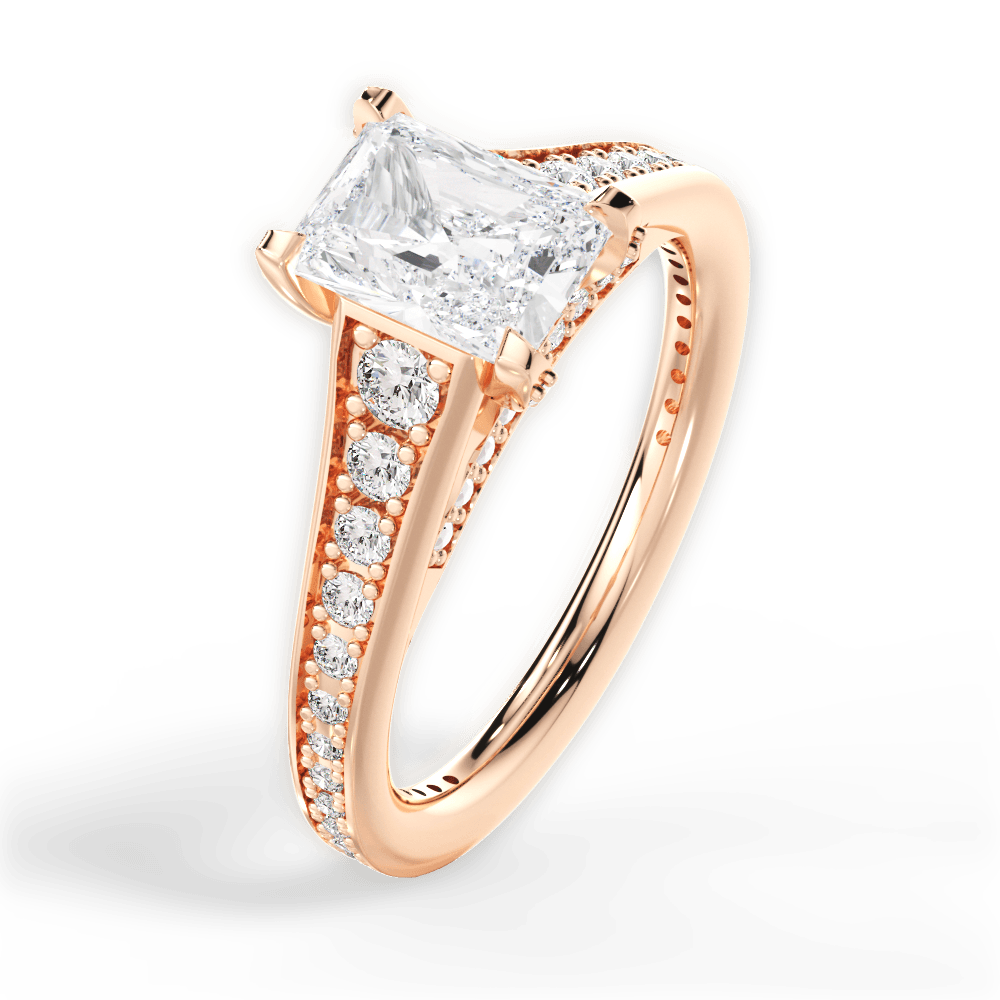 The Maricely Radiant Cut 18kt Rose Gold Tapered Pavé Diamond Band ...