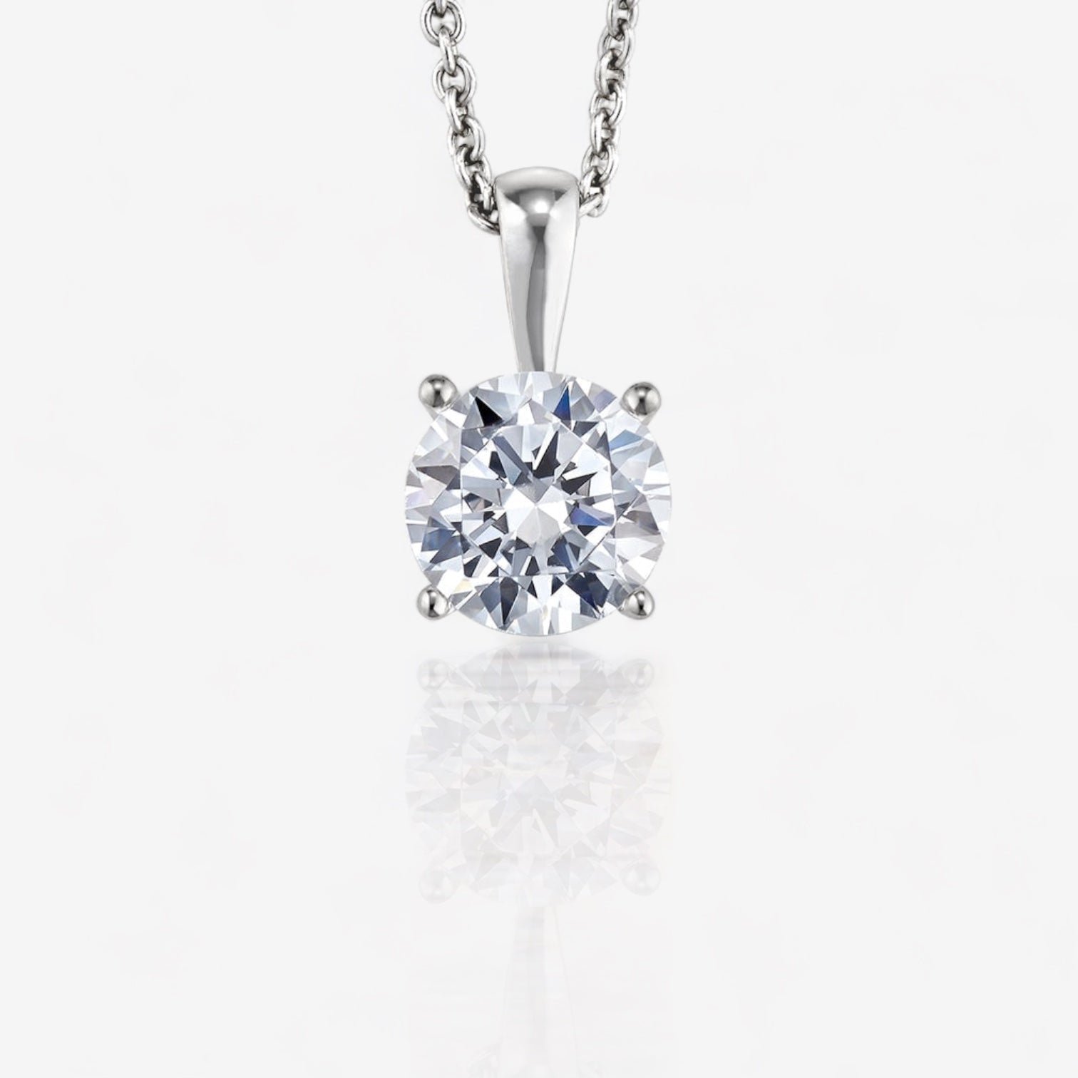 Four-Prong Round Solitaire Lab-Grown Diamond Pendant 14kt White Gold ...