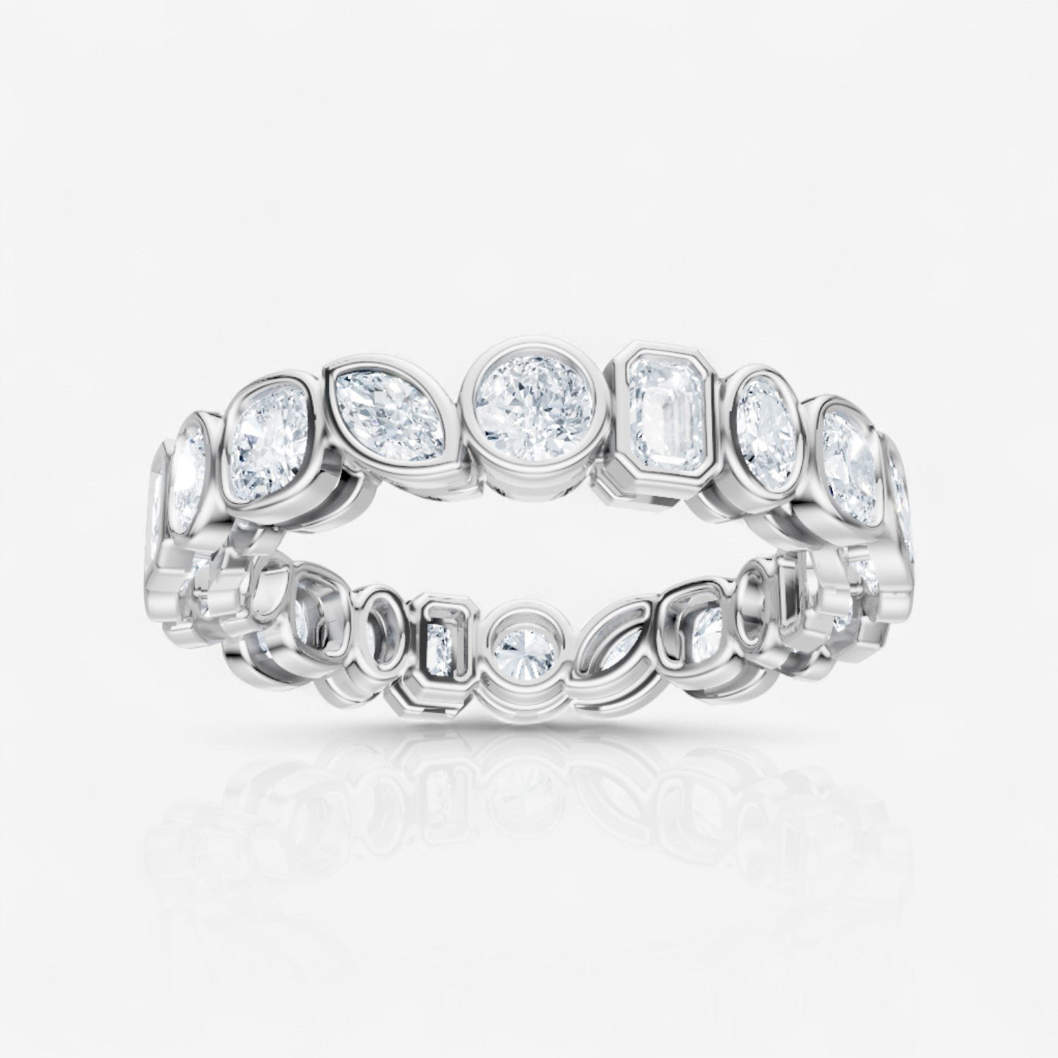 Mixed Shape Lab-Grown Diamond Bezel Set Eternity Band Platinum | Ritani