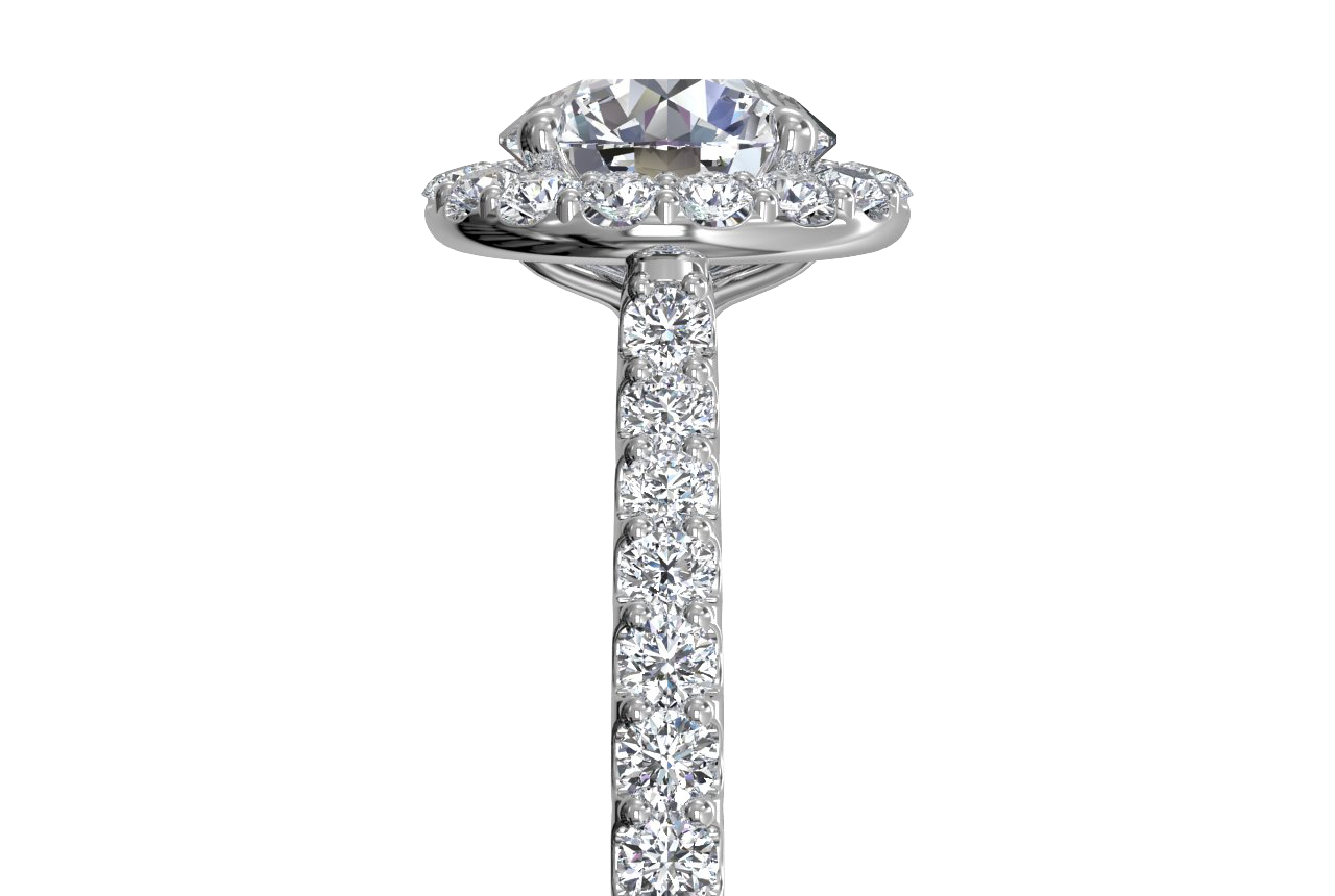 The Layla Round Cut 18kt White Gold French-Set Halo Diamond Band ...