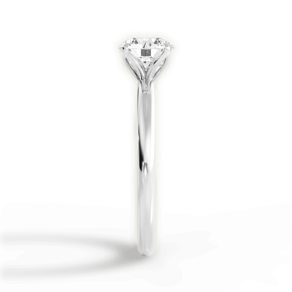 The Ora Round Cut 14kt White Gold Petal Head Solitaire Engagement Ring ...