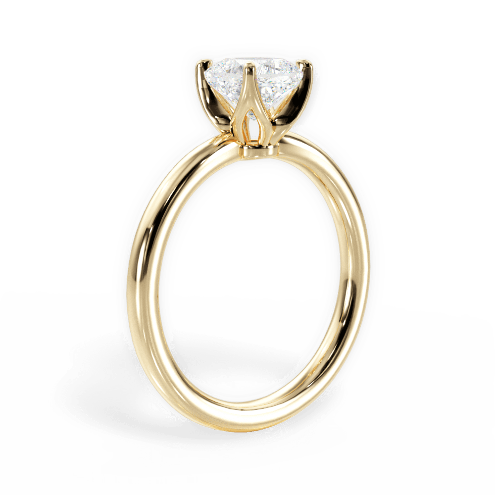 The Nivea Cushion Cut 18kt Yellow Gold Petal Solitaire Engagement Ring ...