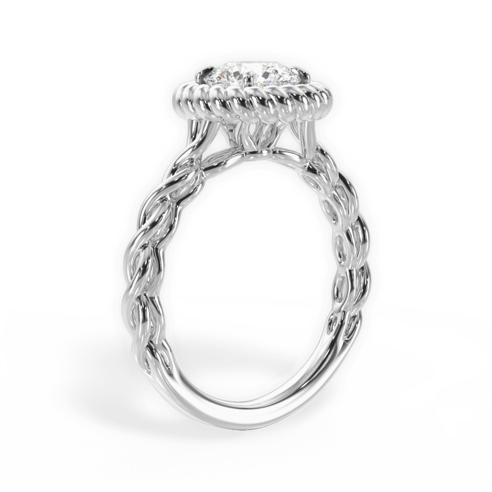 Round Cut 14kt White Gold Twisted Metal Halo Engagement Ring | Ritani