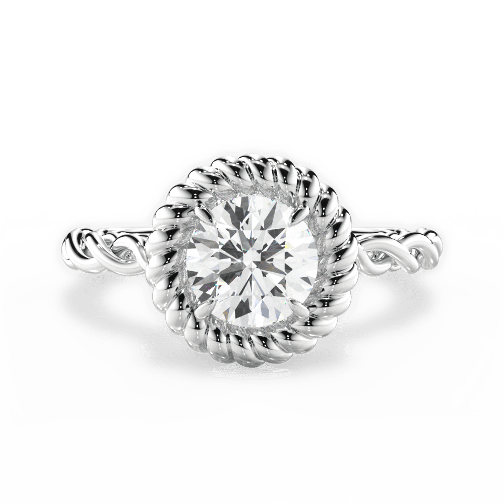 Round Cut 14kt White Gold Twisted Metal Halo Engagement Ring | Ritani
