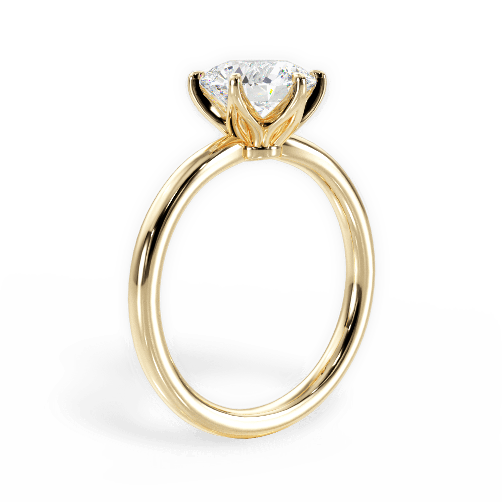 The Petra Round Cut 18kt Yellow Gold Six-Prong Petal Solitaire ...