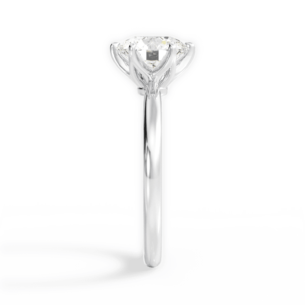 The Petra Round Cut Platinum Six-Prong Petal Solitaire Engagement Ring ...