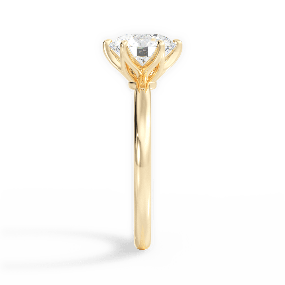 The Petra Round Cut 18kt Yellow Gold Six-Prong Petal Solitaire ...