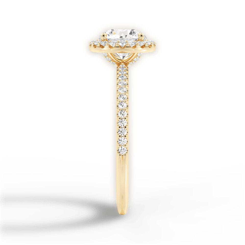 The Onesty Round Cut 18kt Yellow Gold French-Set Halo Diamond Gallery ...