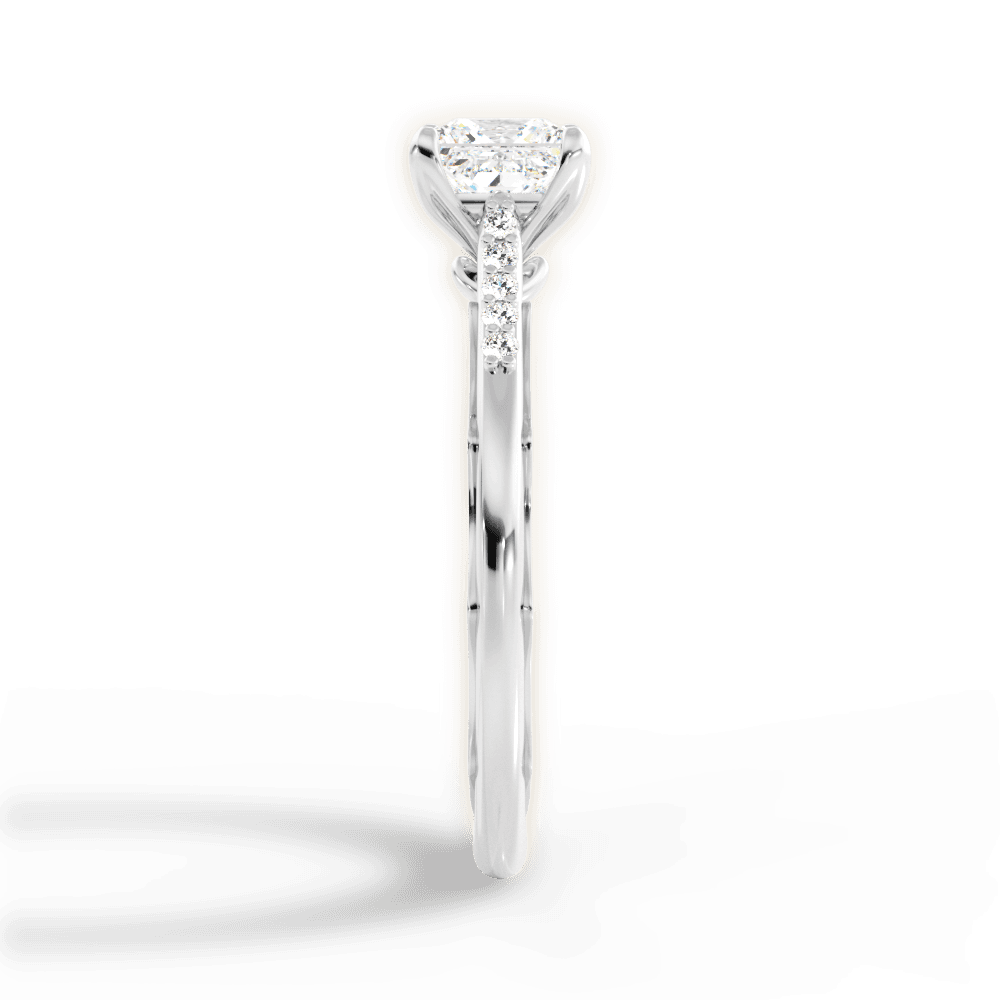 The Stephie Princess Shaped Platinum Modern French-Set Band Diamond ...