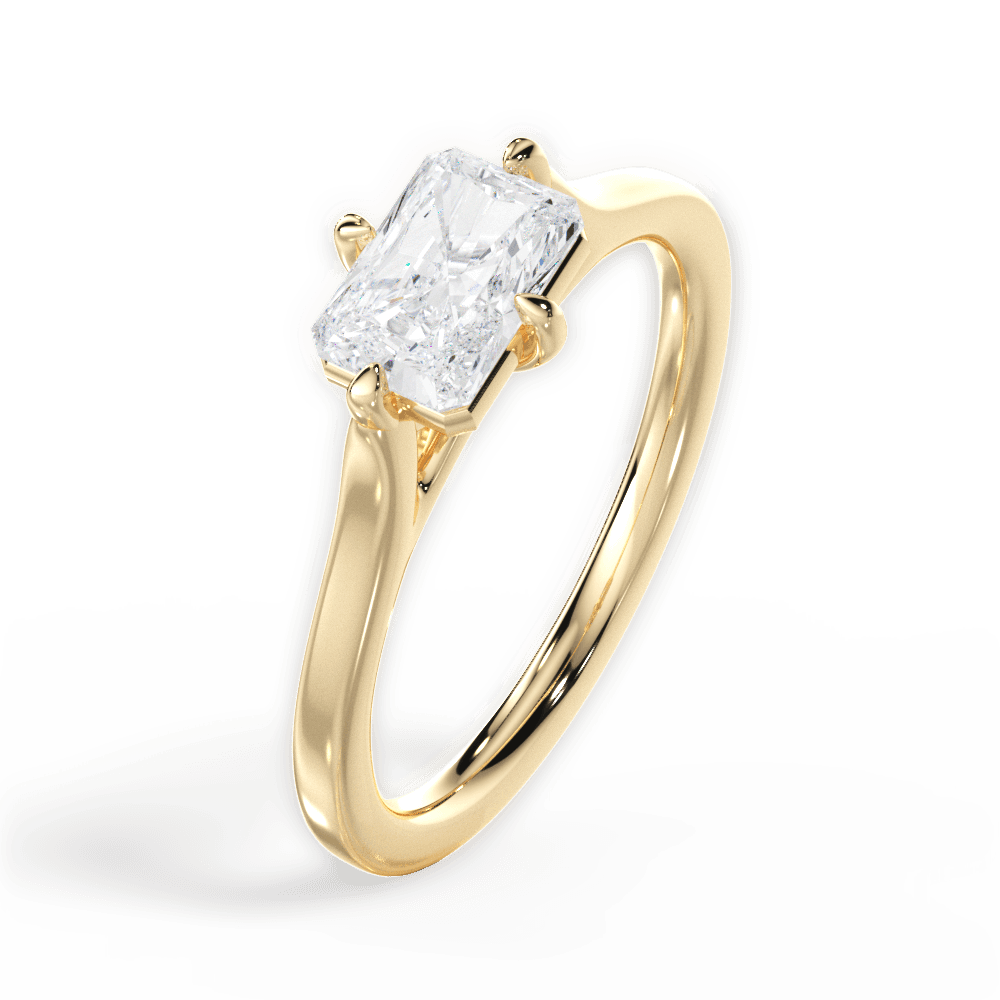 The Kat Radiant Cut 18kt Yellow Gold Kite-Set Solitaire Engagement Ring ...