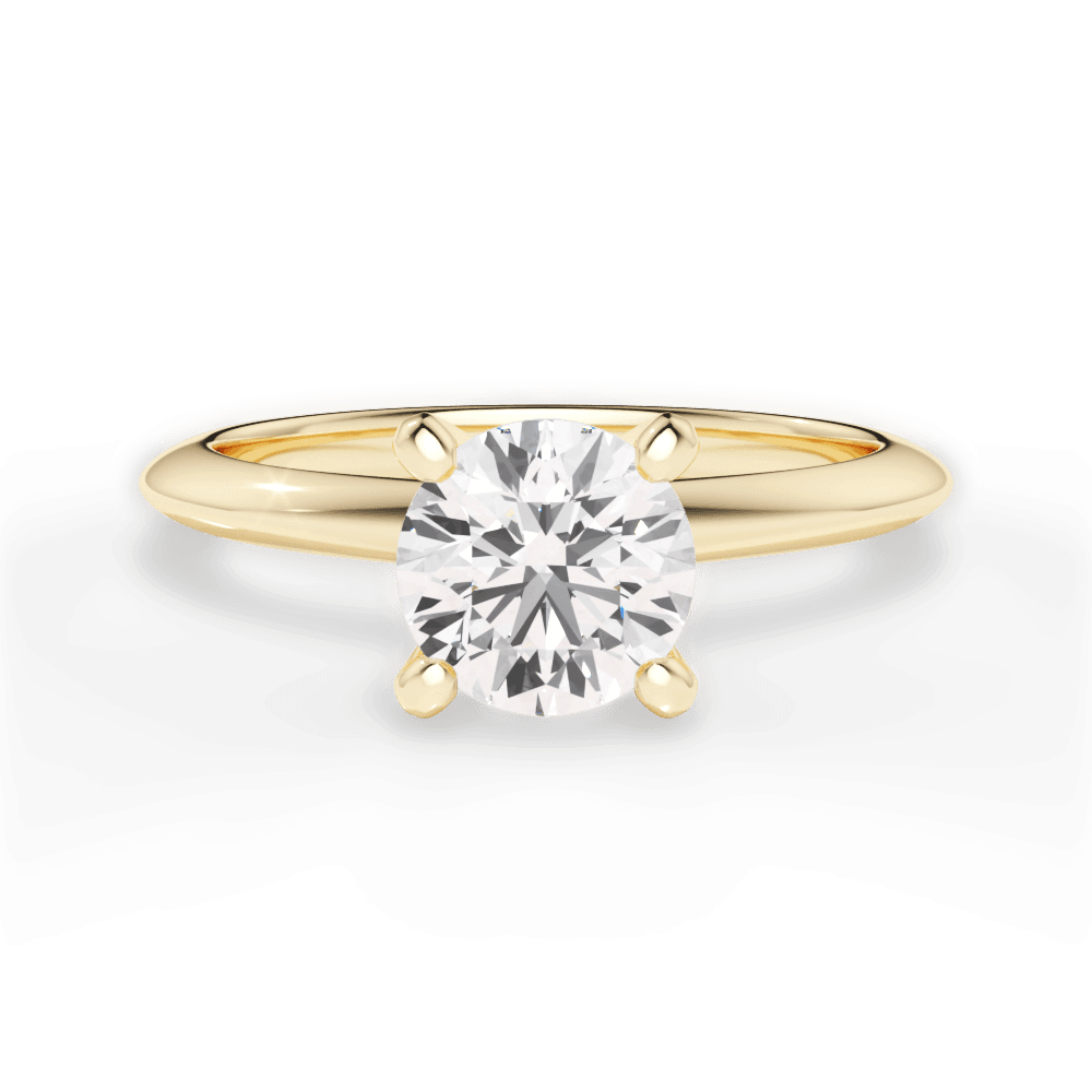 The Sybil Round Cut 18kt Yellow Gold Solitaire Knife-Edge Engagement ...