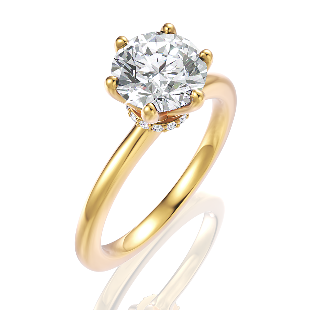 The Olympia Round Cut 18kt Yellow Gold Six-Prong Diamond Collar ...