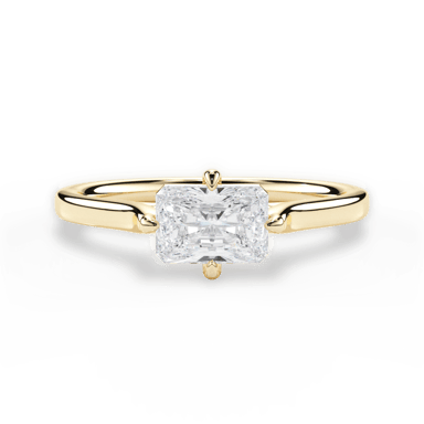 The Kat Radiant Cut 18kt Yellow Gold Kite-Set Solitaire Engagement Ring ...