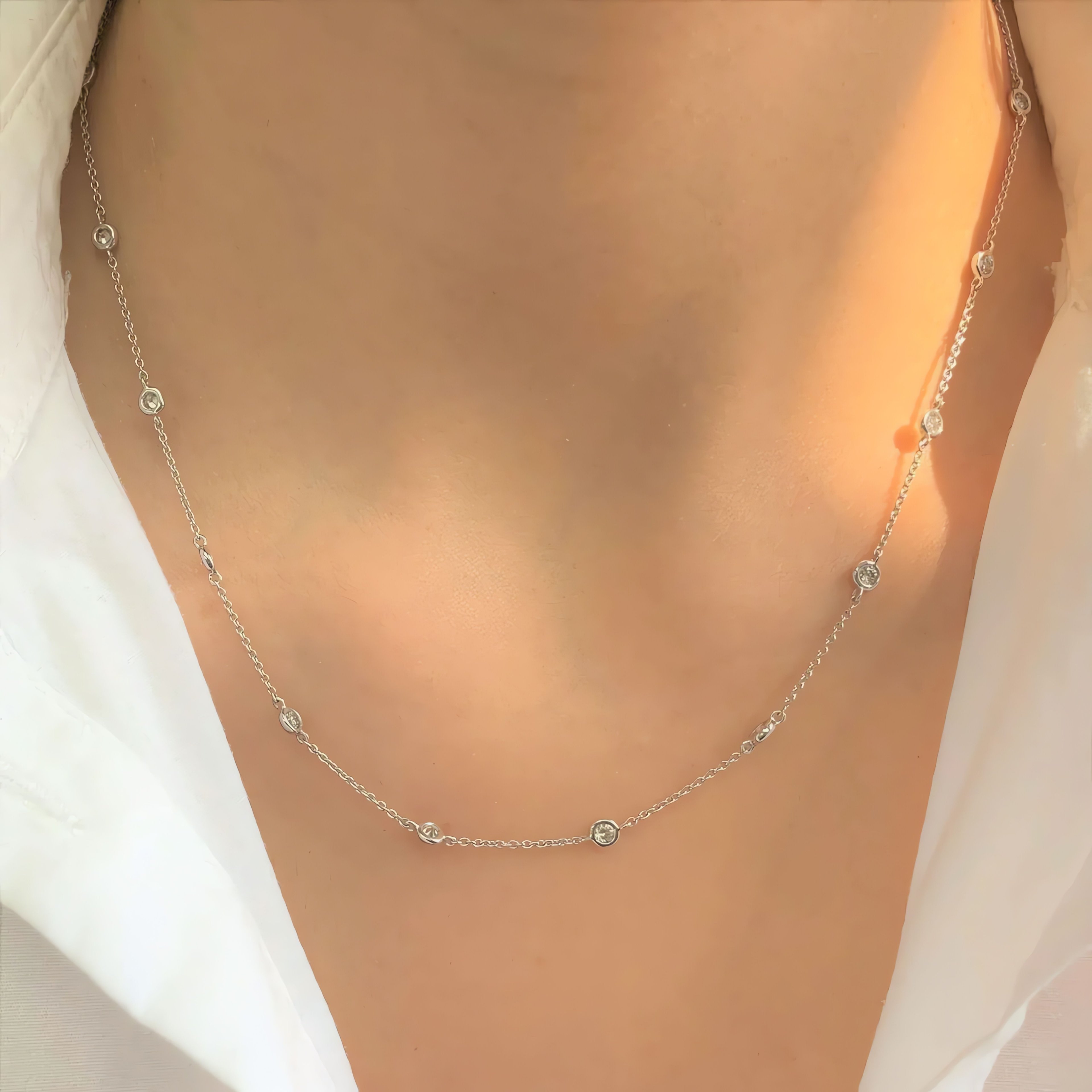 14kt Gold 1.20 CTW Diamond Station Necklace | Ritani