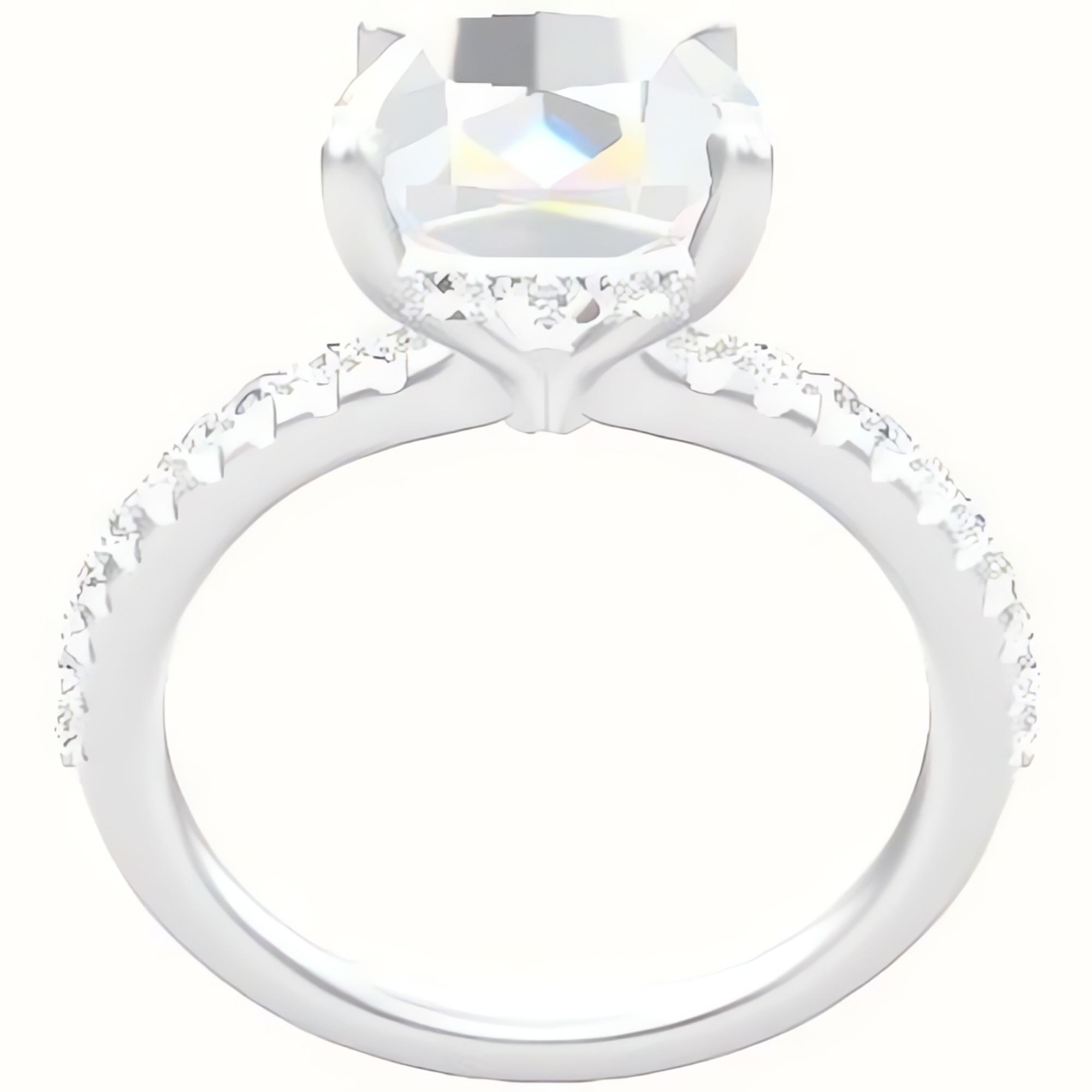 Half Pave With Hidden Halo Head 18kt White Gold | Ritani