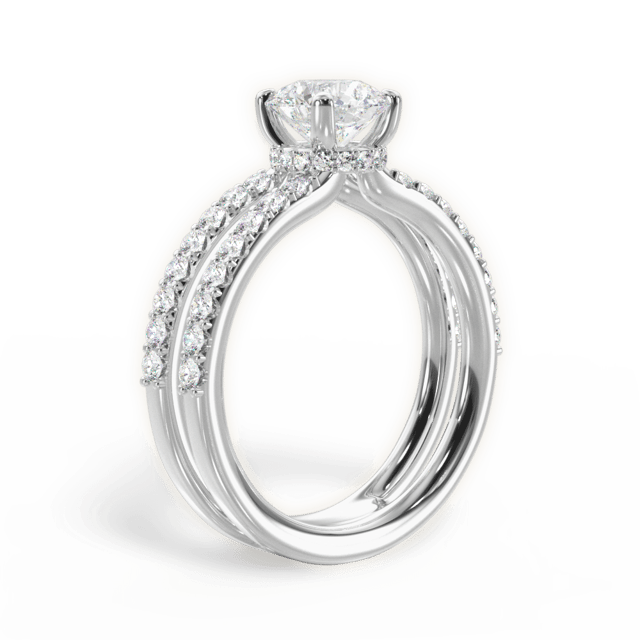 The Astra Round Cut Platinum Double Row Diamond Engagement Ring | Ritani