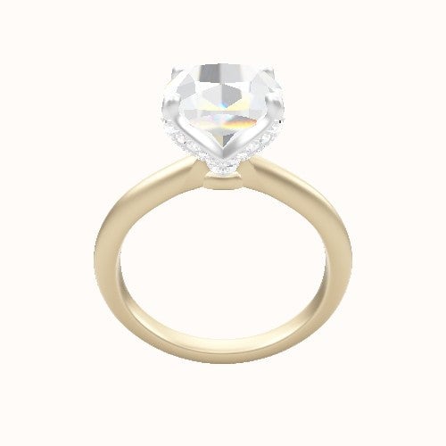 Beveled Solitaire Engagement Ring With Pave Petal Four Prong Head | Ritani