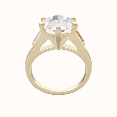 Cathedral Band with Baguette Sidestones With High Set Six Prong Head ...