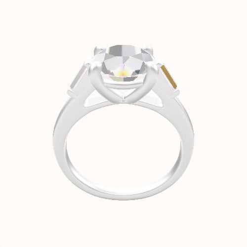 Cathedral Band with Baguette Sidestones With Low Set Four Prong Head ...