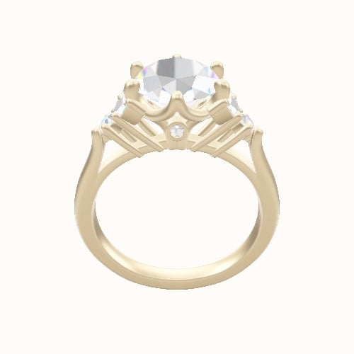 Cathedral Band with Marquise & Round Sidestones With Crown Six Prong w ...